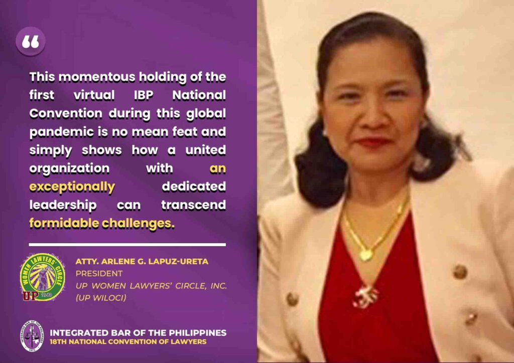 Atty. Arlene G. Lapuz-Ureta, President of the UP Women Lawyers’ Circle ...